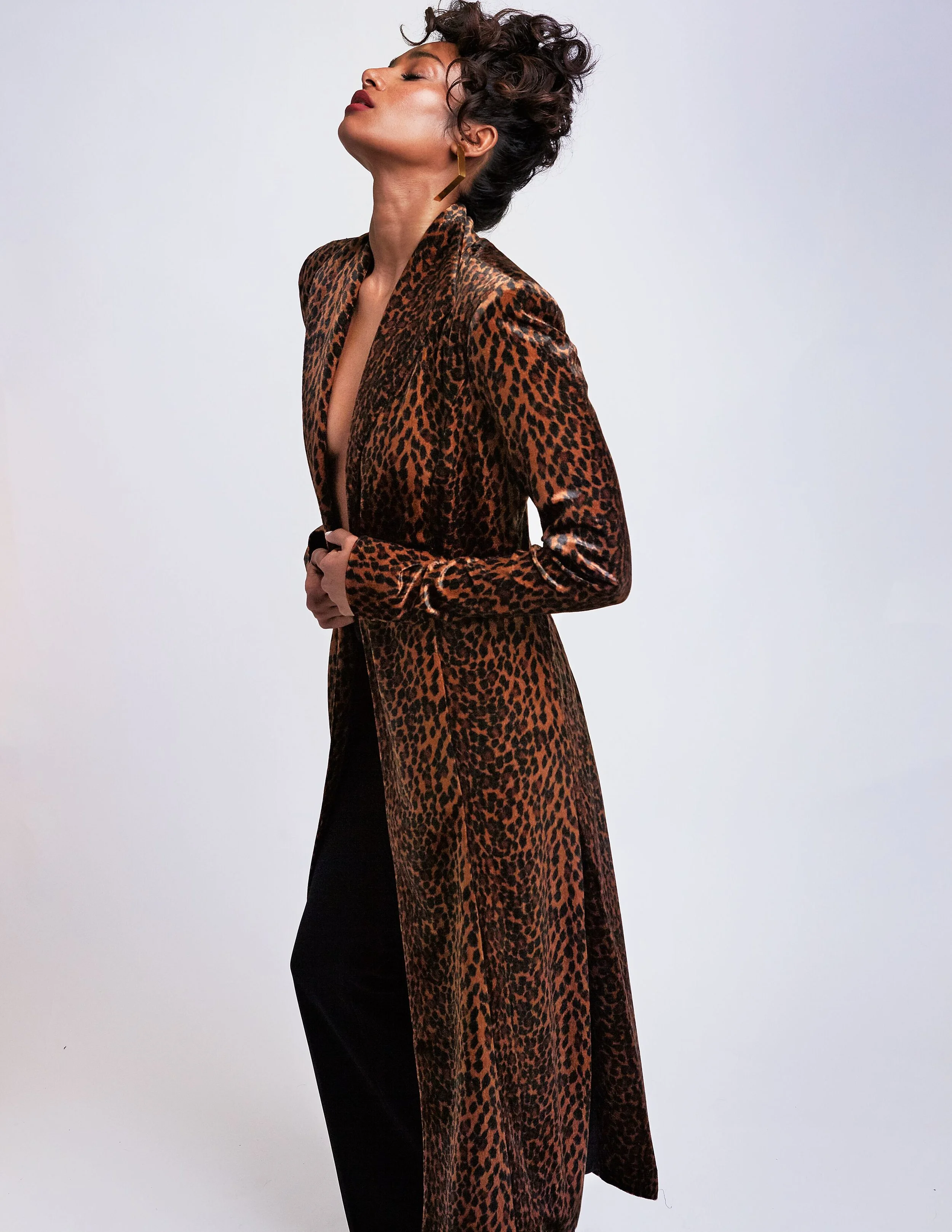 Leopard Split Long Jacket — Margi Kent