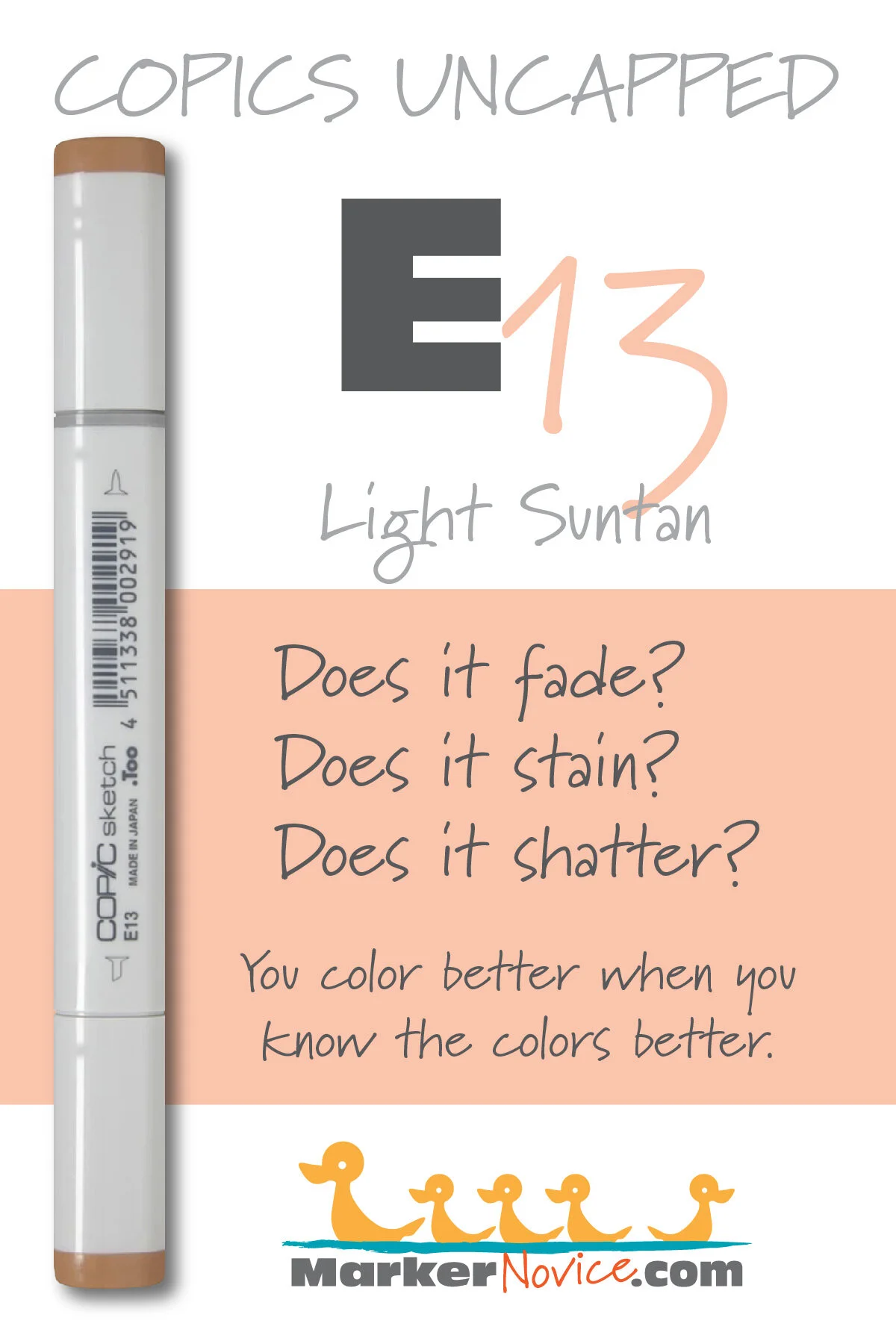 E13 Light Suntan: Copics Uncapped (Marker Swatch, Ink Testing) — Marker ...