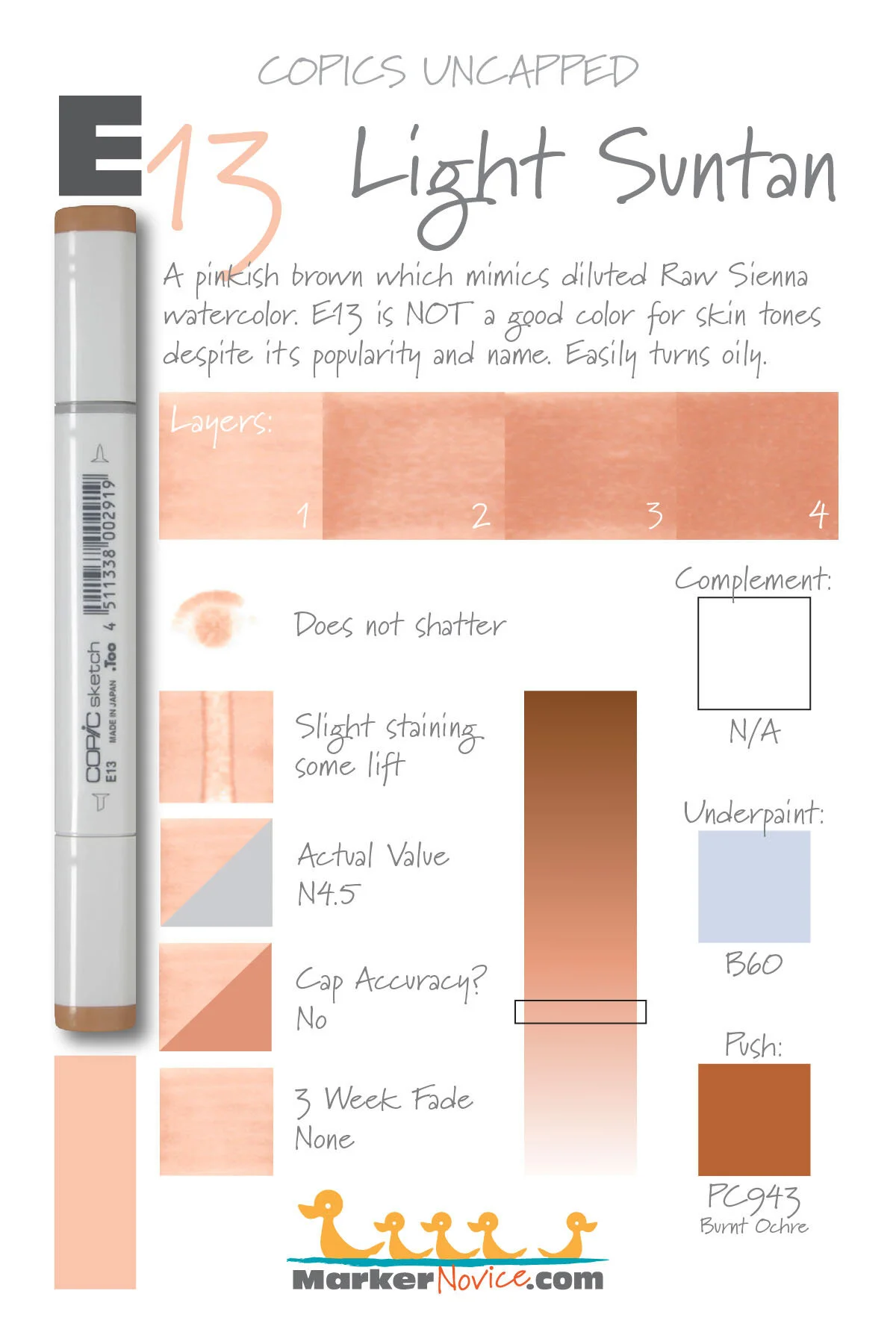 E13 Light Suntan: Copics Uncapped (Marker Swatch, Ink Testing) — Marker ...
