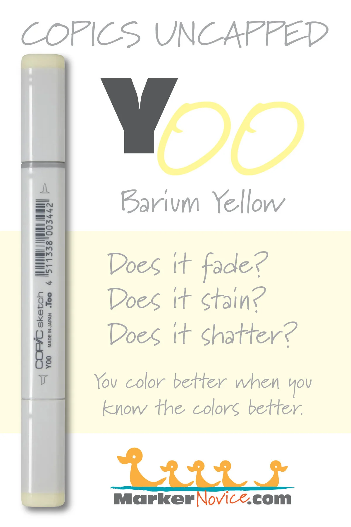 Y00 Barium Yellow: Copics Uncapped (Marker Swatch, Ink Testing ...