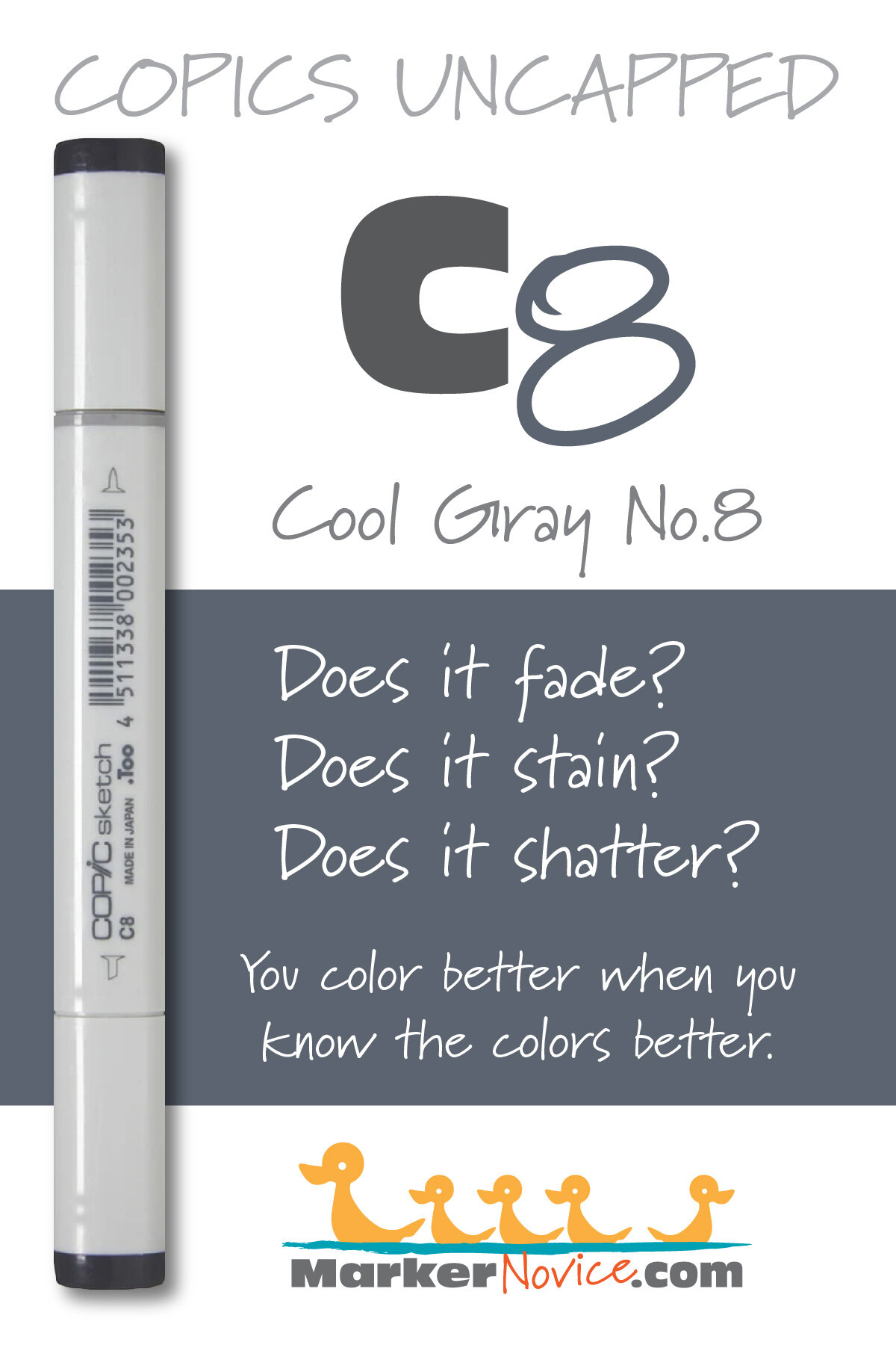 C8 Cool Gray No. 8: Copics Uncapped (Marker Swatch, Ink Testing ...