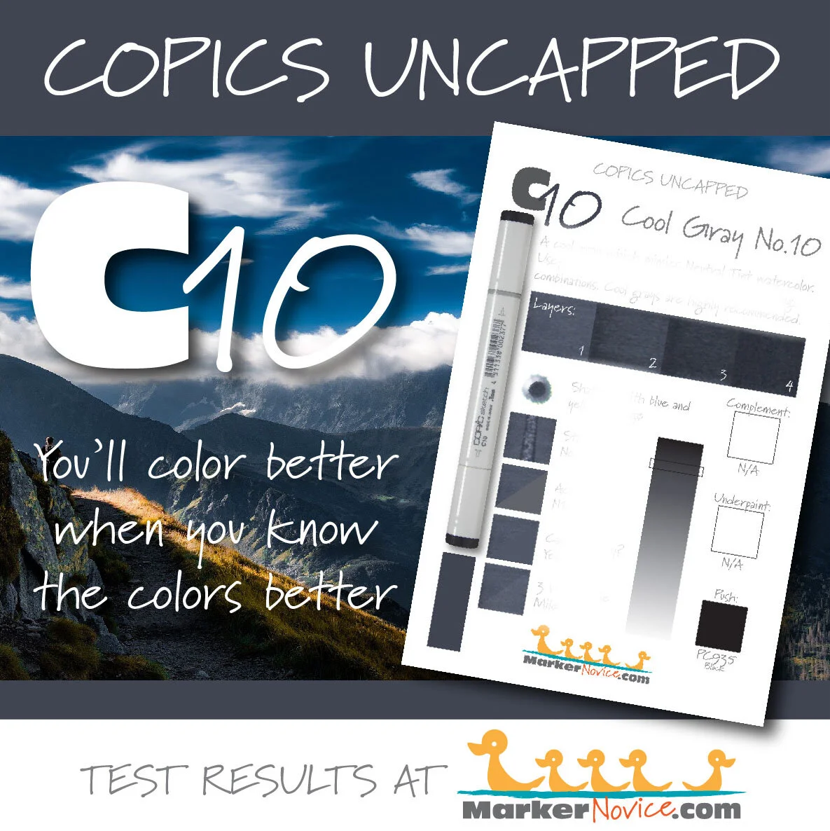 C10 Cool Gray No. 10: Copics Uncapped (Marker Swatch, Ink Testing ...