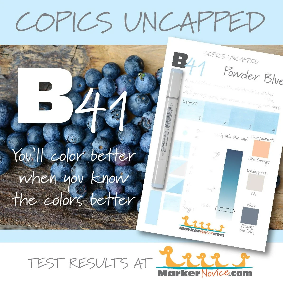 B41 Powder Blue: Copics Uncapped (Marker Swatch, Ink Testing) — Marker ...