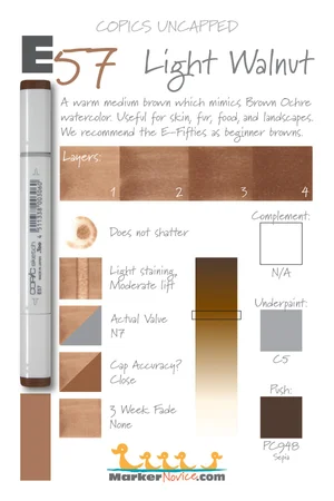 E57 Light Walnut: Copics Uncapped (Marker Swatch, Ink Testing) — Marker ...