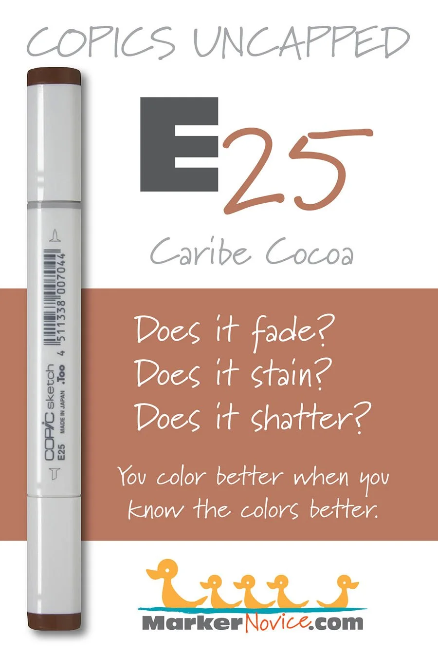 Copic E25 Caribe Cocoa: Swatch, Blend, Value, and Lightfast Testing ...