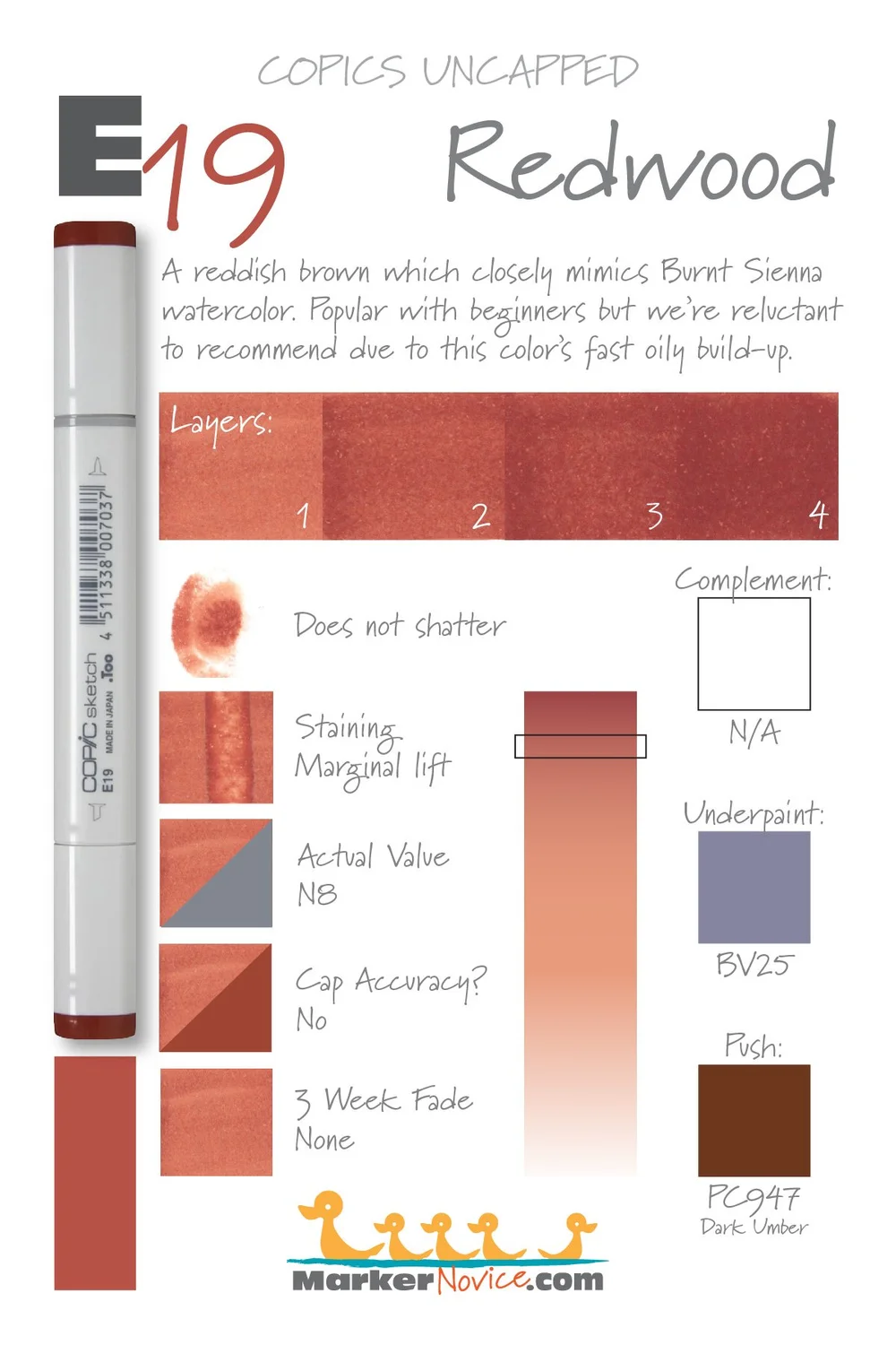 E19 Redwood: Copics Uncapped (Alcohol Marker Swatch, Ink Testing ...
