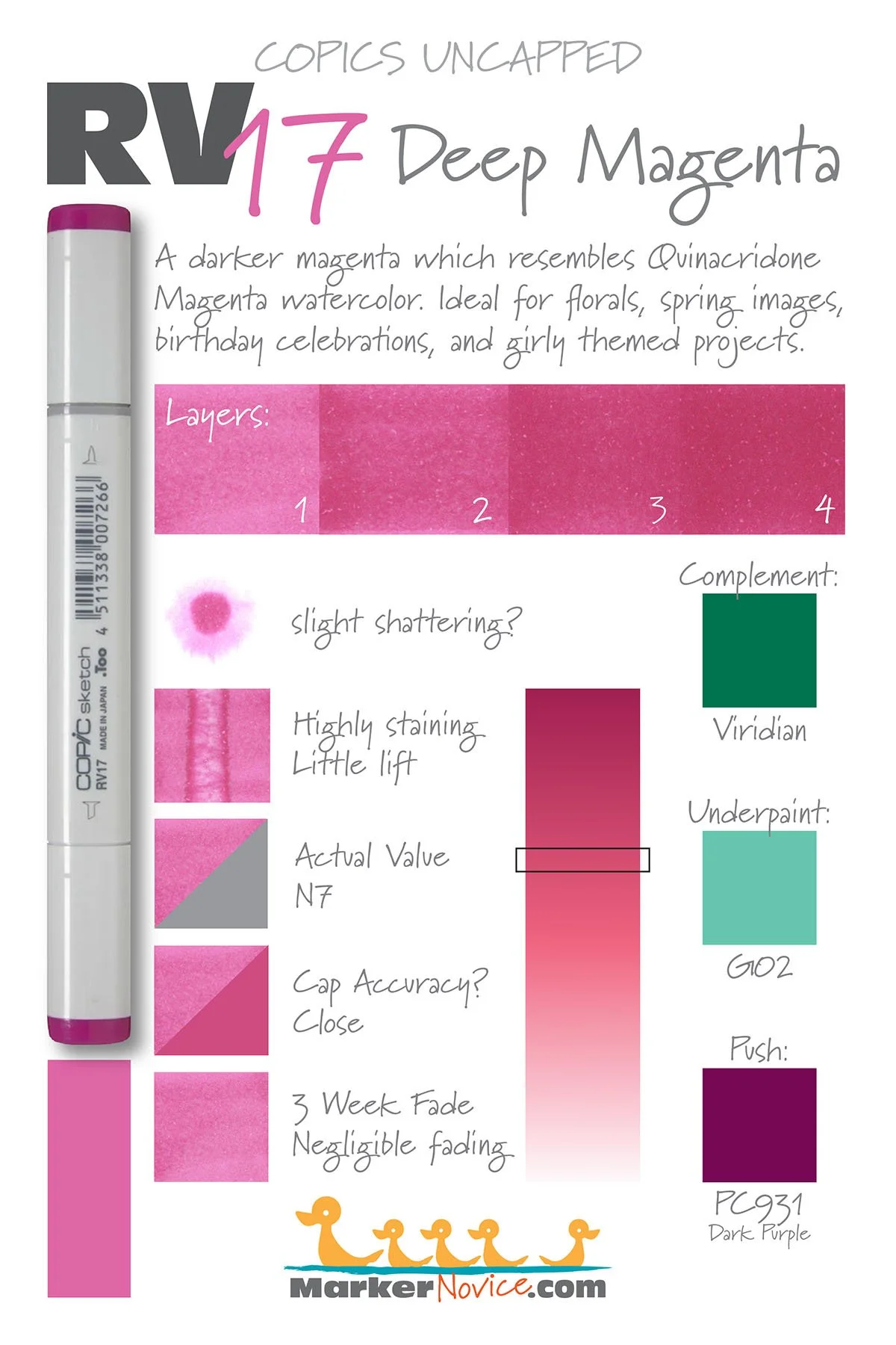 RV17 Deep Magenta: Copic Markers Uncapped ( Swatch, Ink Testing ...