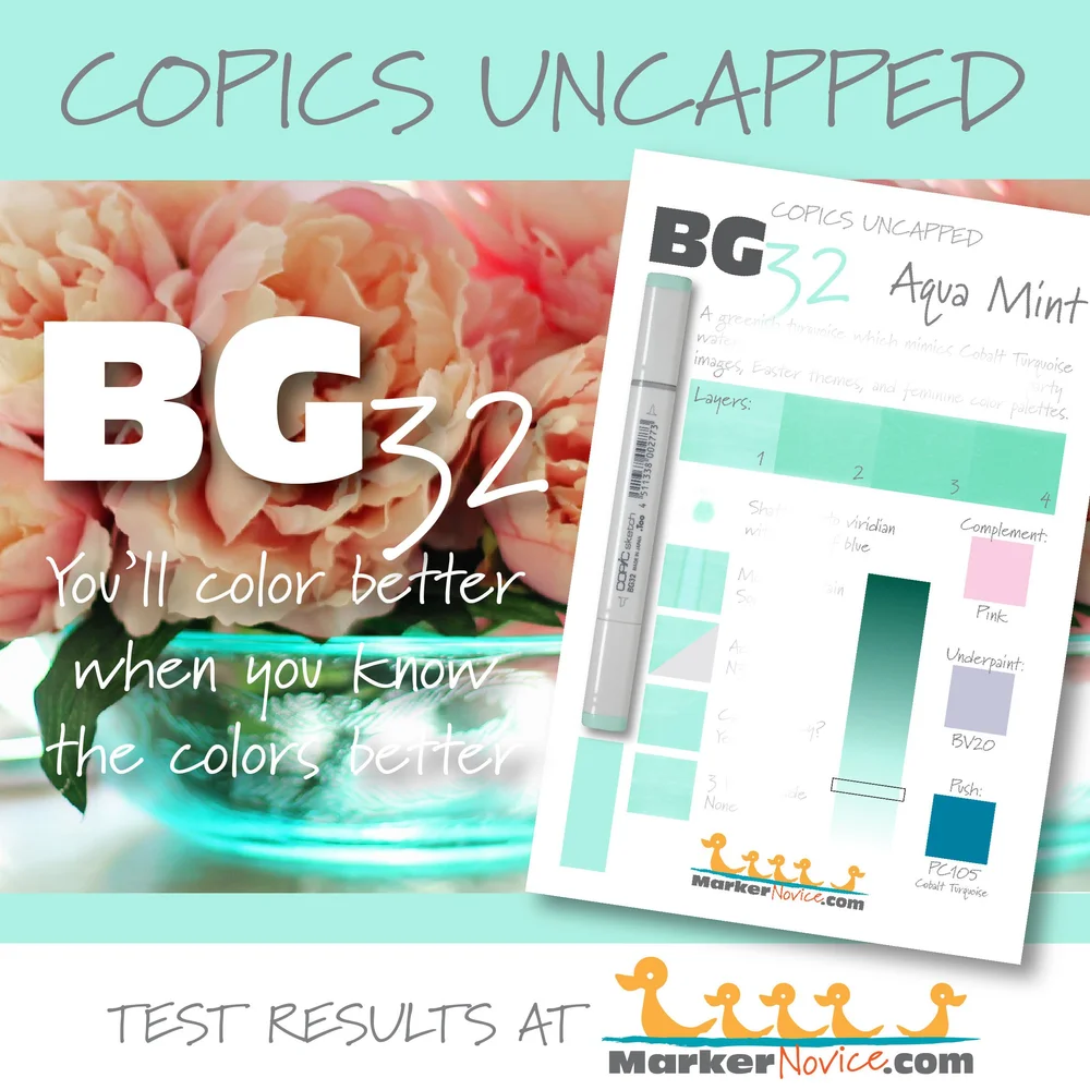 BG32 Aqua Mint: Copics Uncapped (Marker Swatch, Ink Testing) — Marker ...