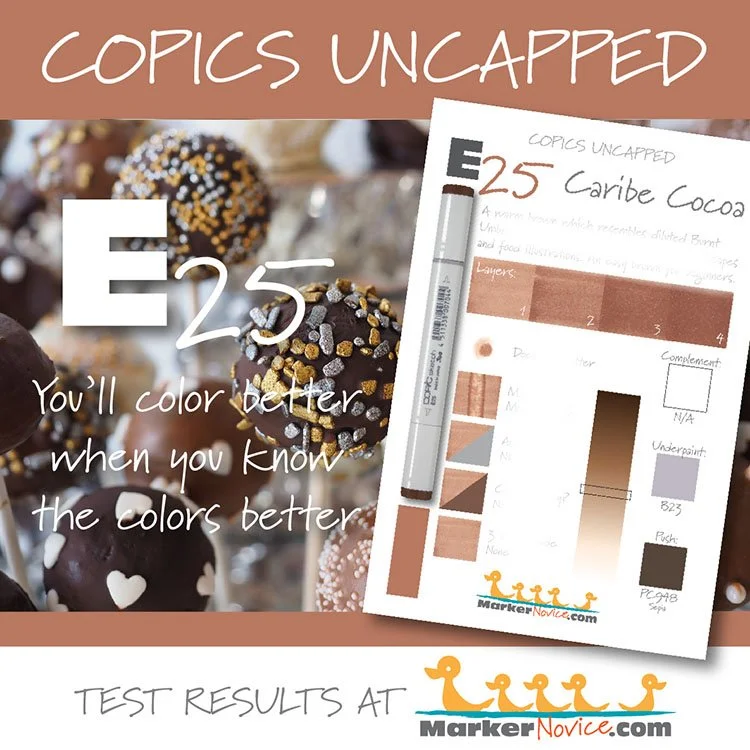 Copic E25 Caribe Cocoa: Swatch, Blend, Value, and Lightfast Testing ...