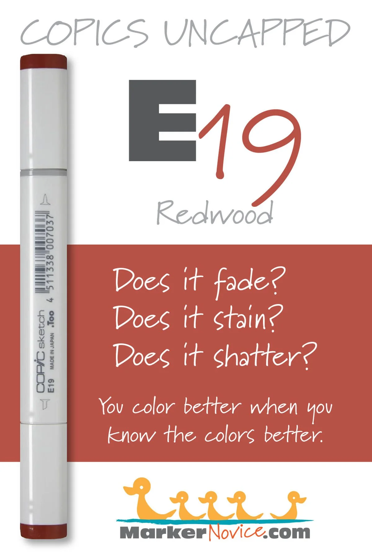 E19 Redwood: Copics Uncapped (Alcohol Marker Swatch, Ink Testing ...