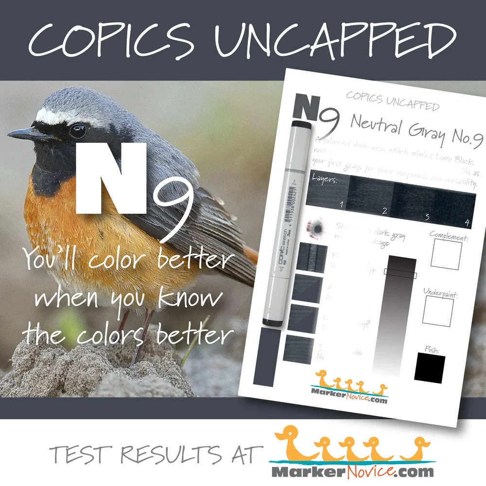 N9 Neutral Gray No. 9: Copics Uncapped (Marker Swatch, Ink Testing ...