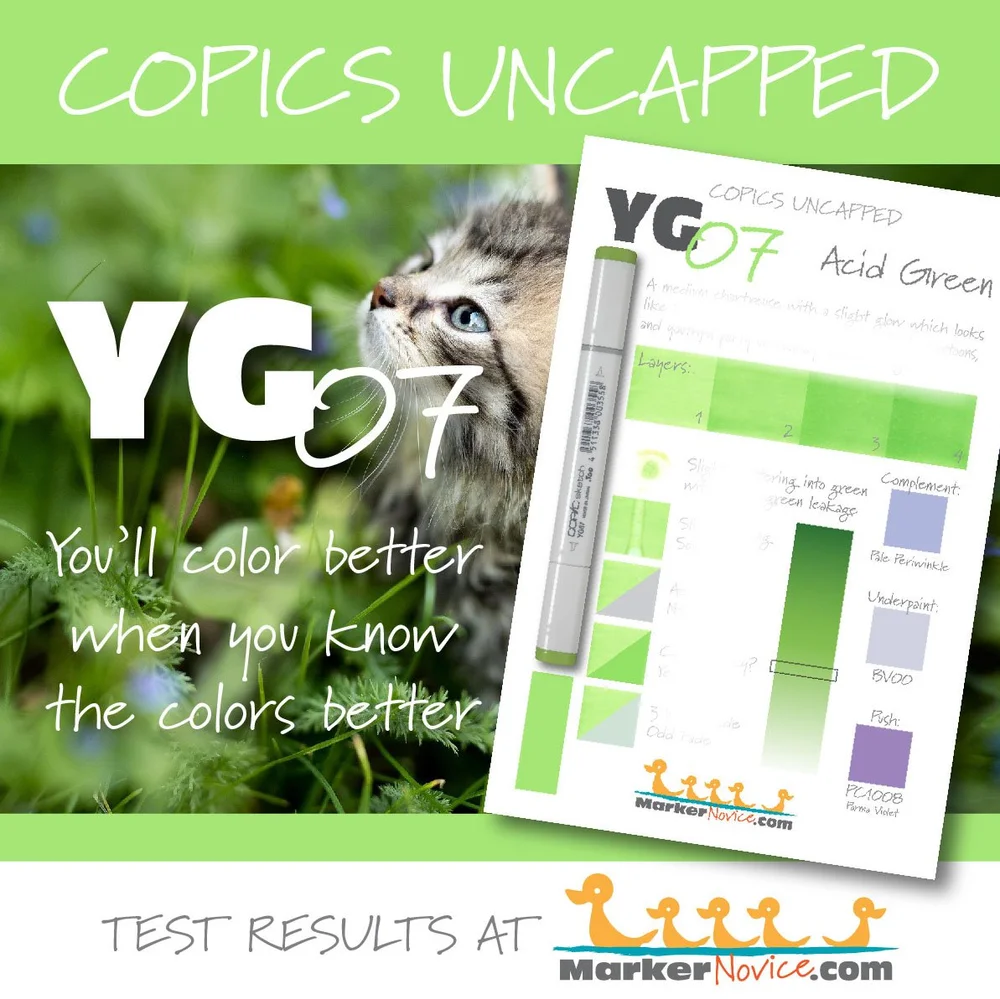 YG07 Acid Green: Copics Uncapped (Marker Swatch, Ink Testing) — Marker ...
