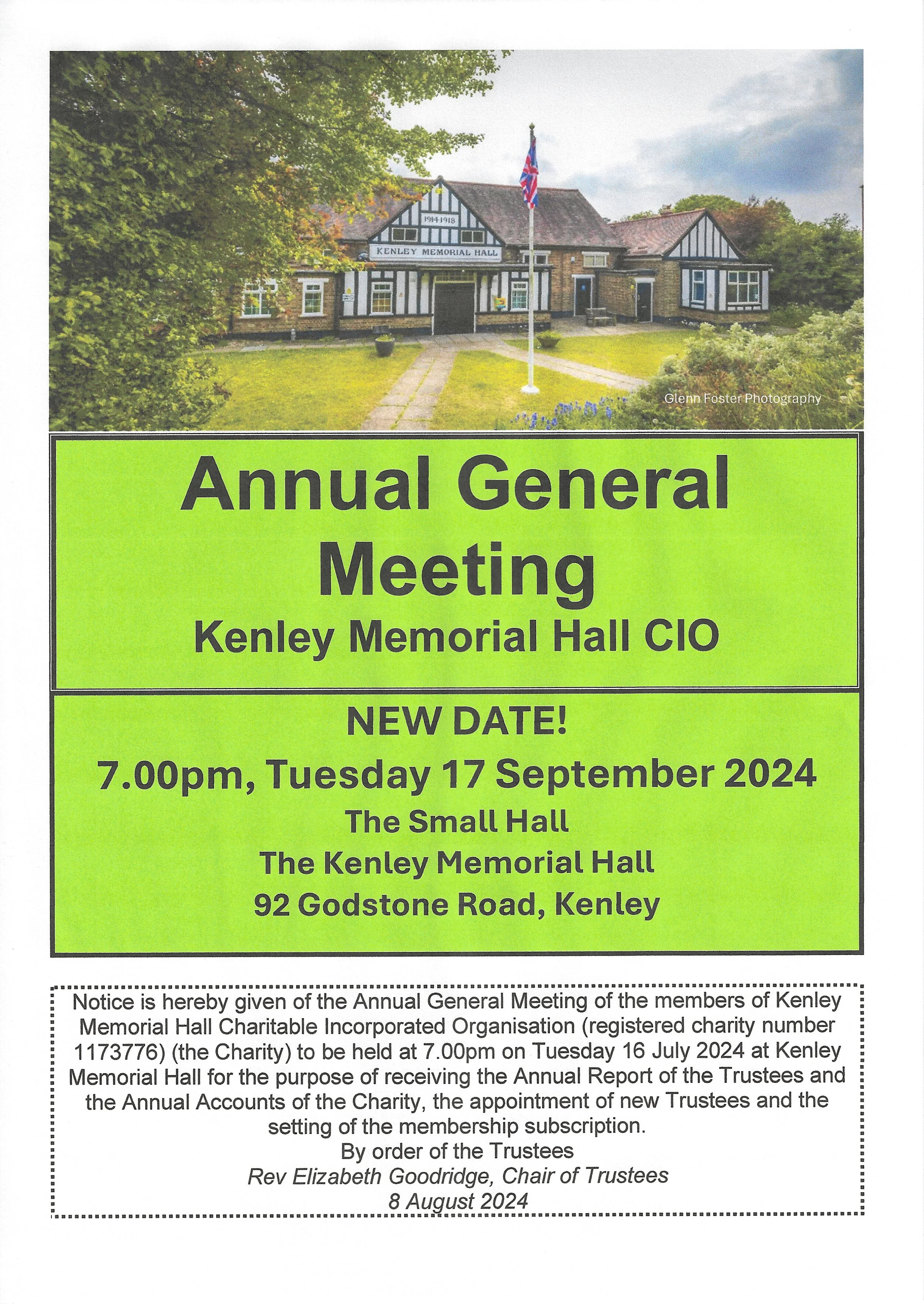 Welcome — Kenley Memorial Hall