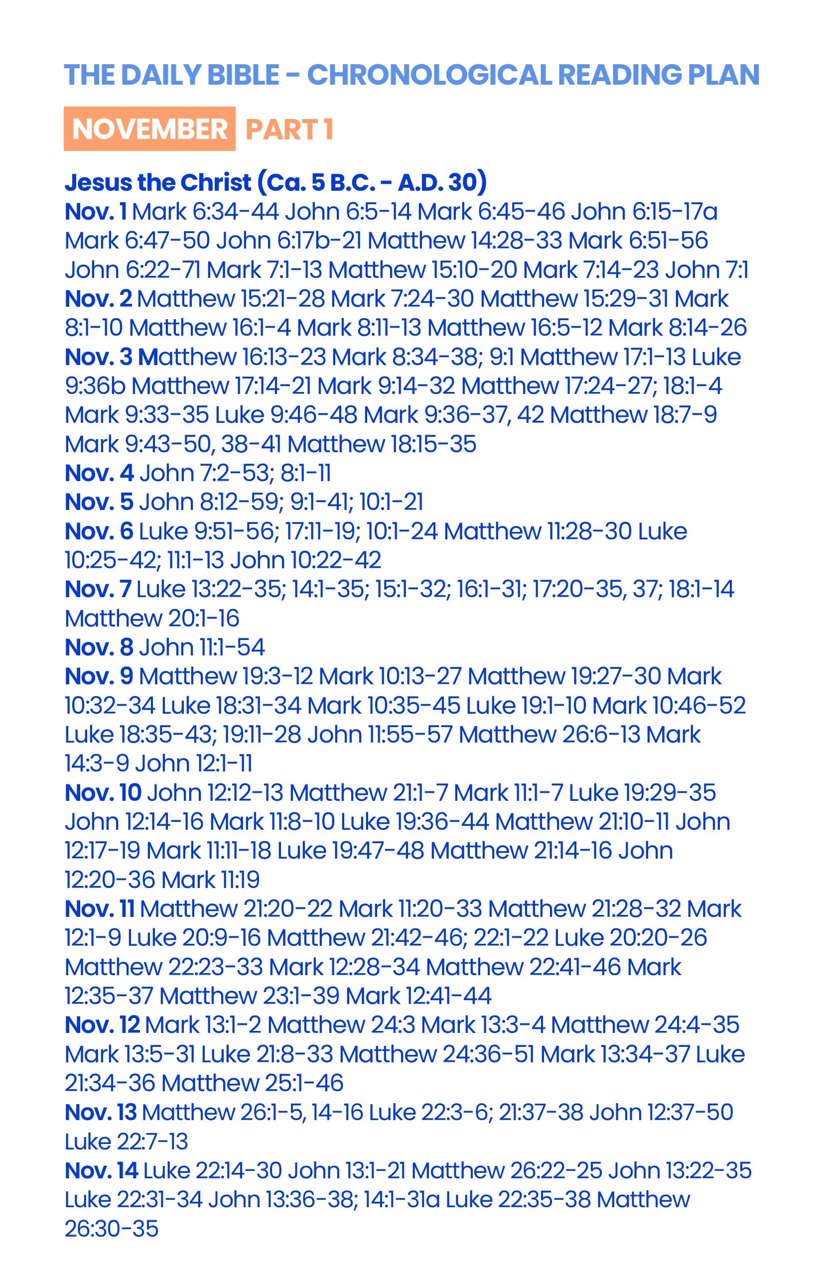 November Reading Plan — The River Community Church