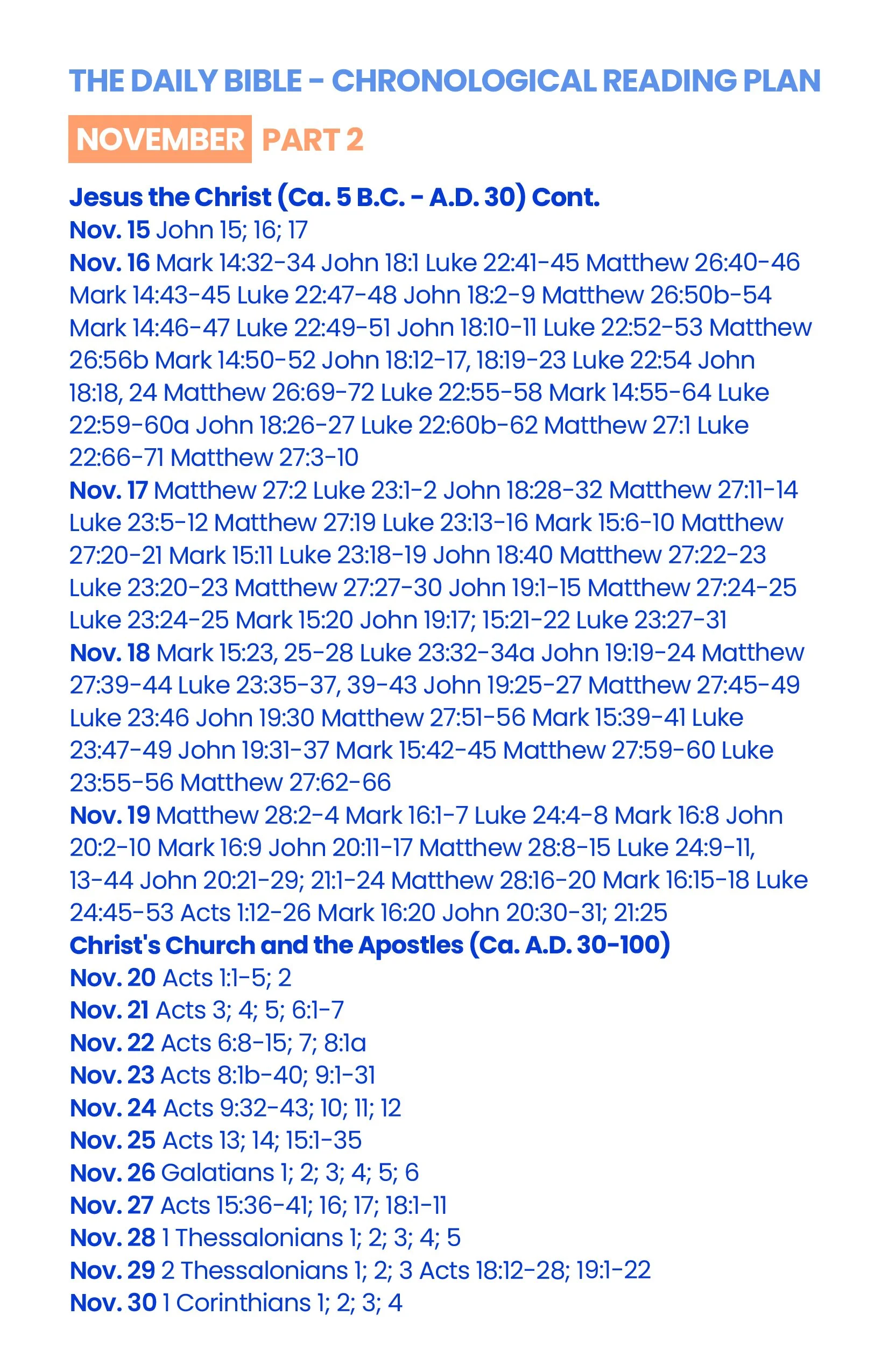 November Reading Plan — The River Community Church