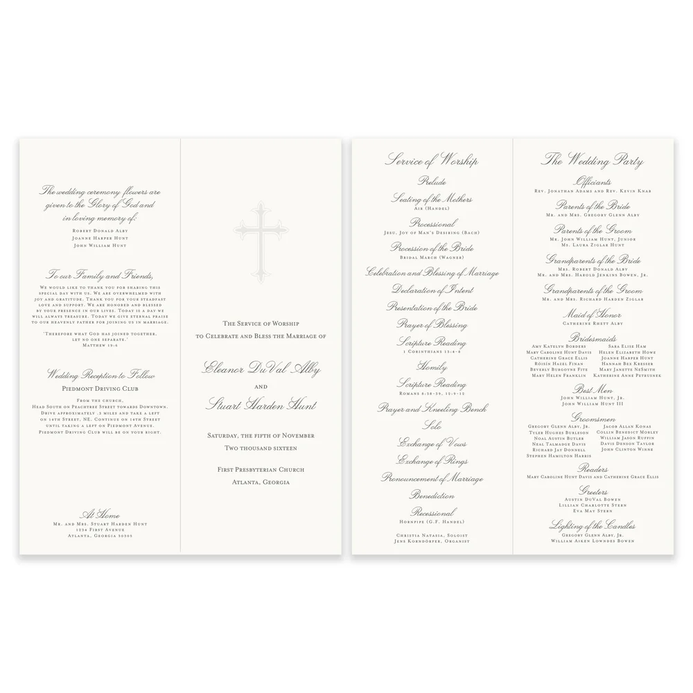 Tri Fold Wedding Ceremony Program Templates