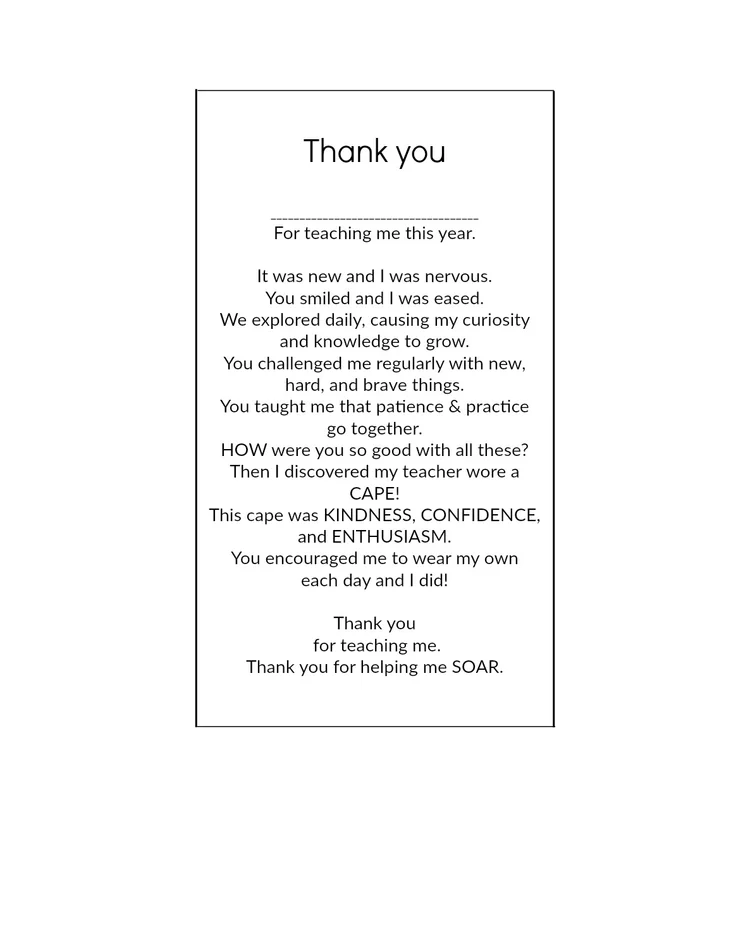 Teacher: "THANK YOU" Poem & Craft — All About Hope