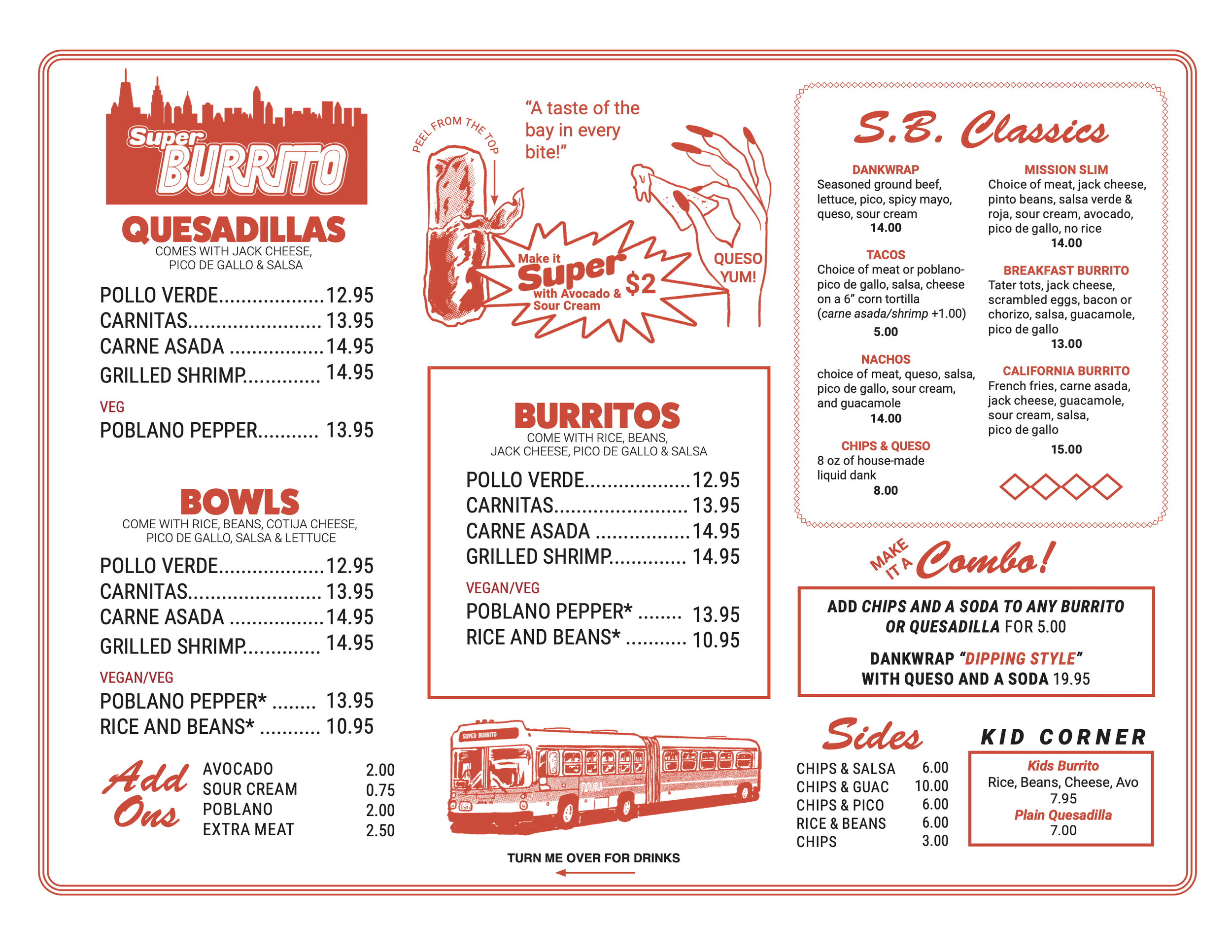Menu — Super Burrito