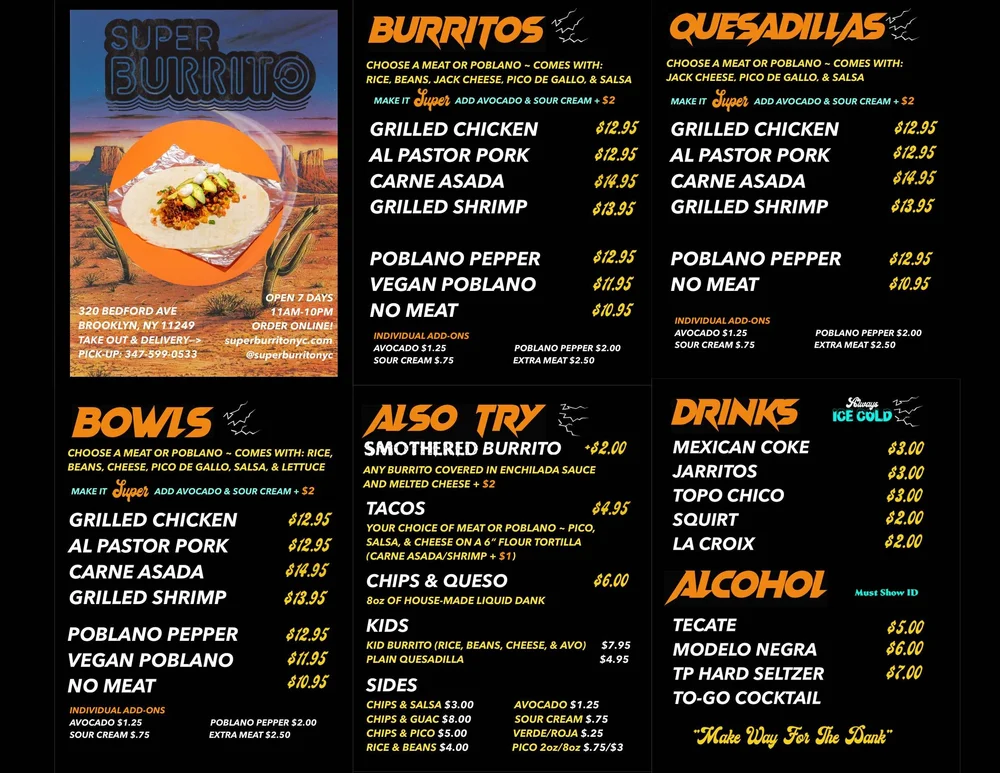 Menu — Super Burrito