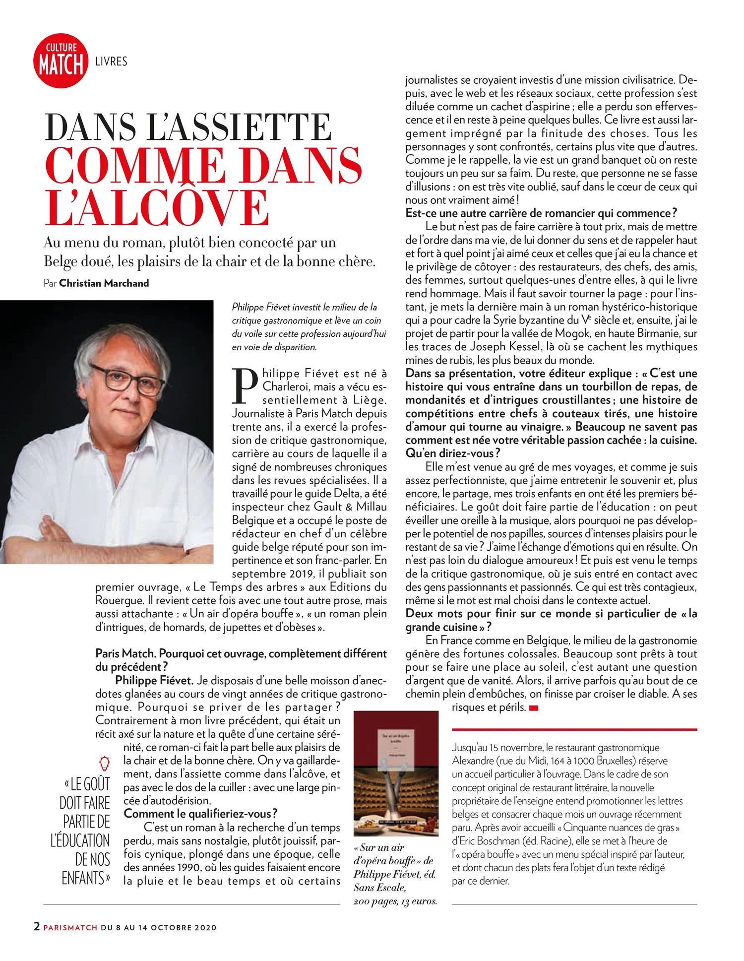 Un article de Paris Match pour le roman de Philippe Fiévet "sur un air ...