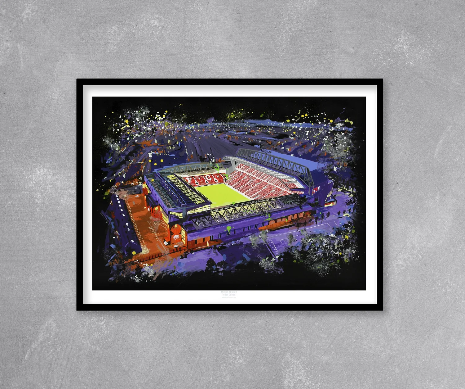 Anfield at Night - Limited Edition print. Liverpool FC Anfield Stadium ...