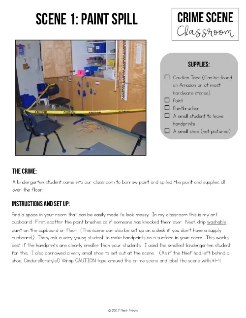 Inferencing Activity: Crime Scene Classroom — Poet Prints Teaching