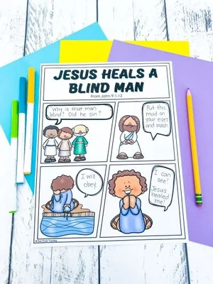 Jesus Heals a Man Born Blind - Bible Lessons for Kids — Poet Prints ...