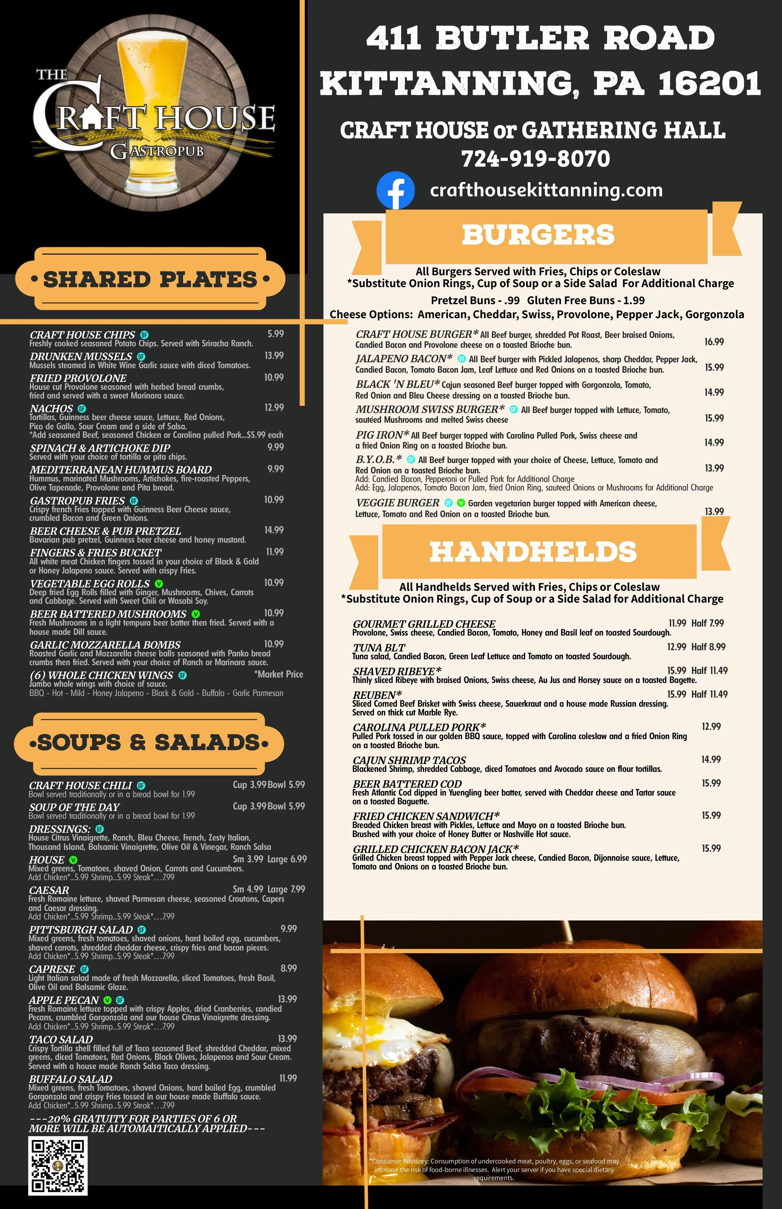 Menu — The Craft House & Gastropub