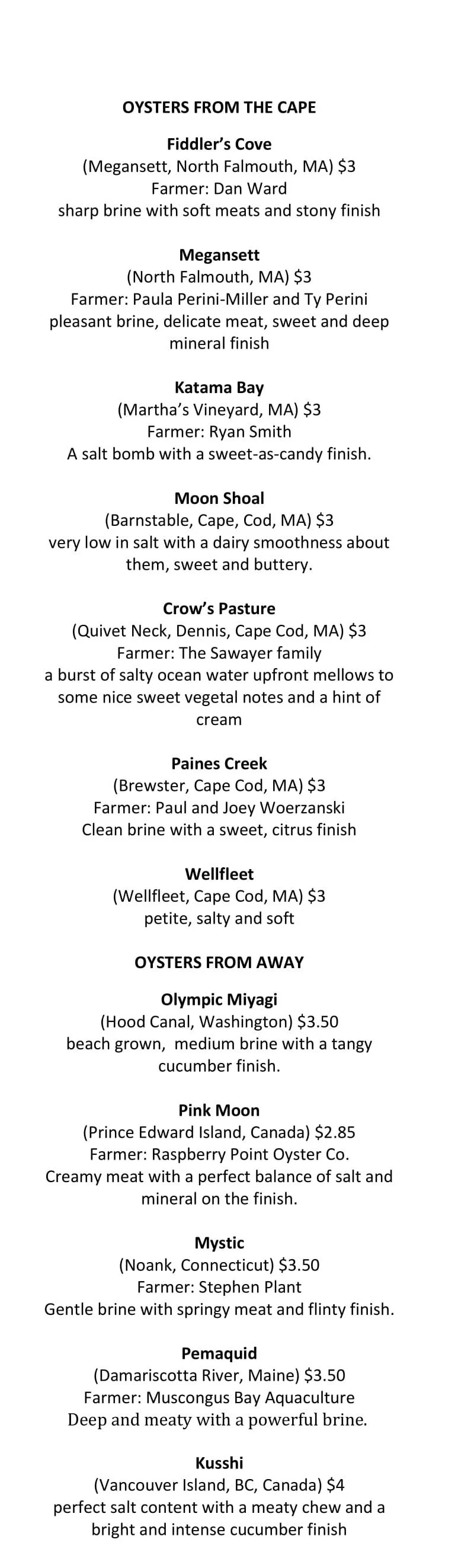 Menu — Epic Oyster