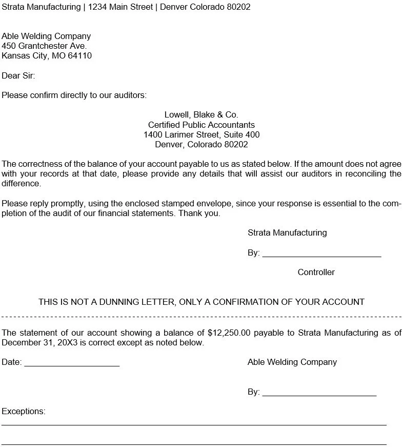 Accounts Receivable Confirmation Letter Letter To Confirm Accounts