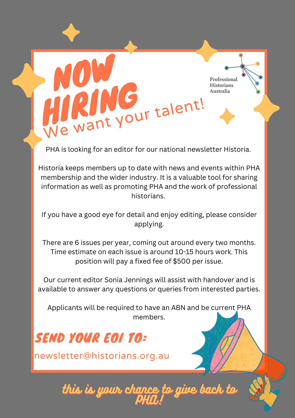 Wanted: Newsletter editor — Professional Historians Australia