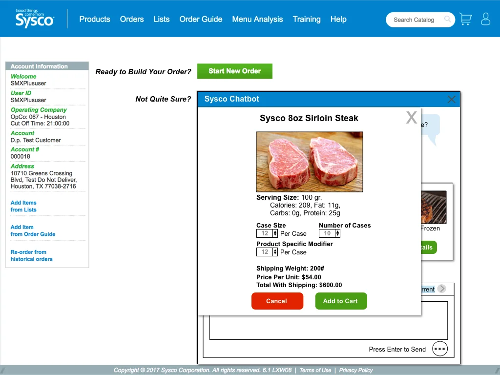 Sysco Chatbot — Rachelle Caparroso