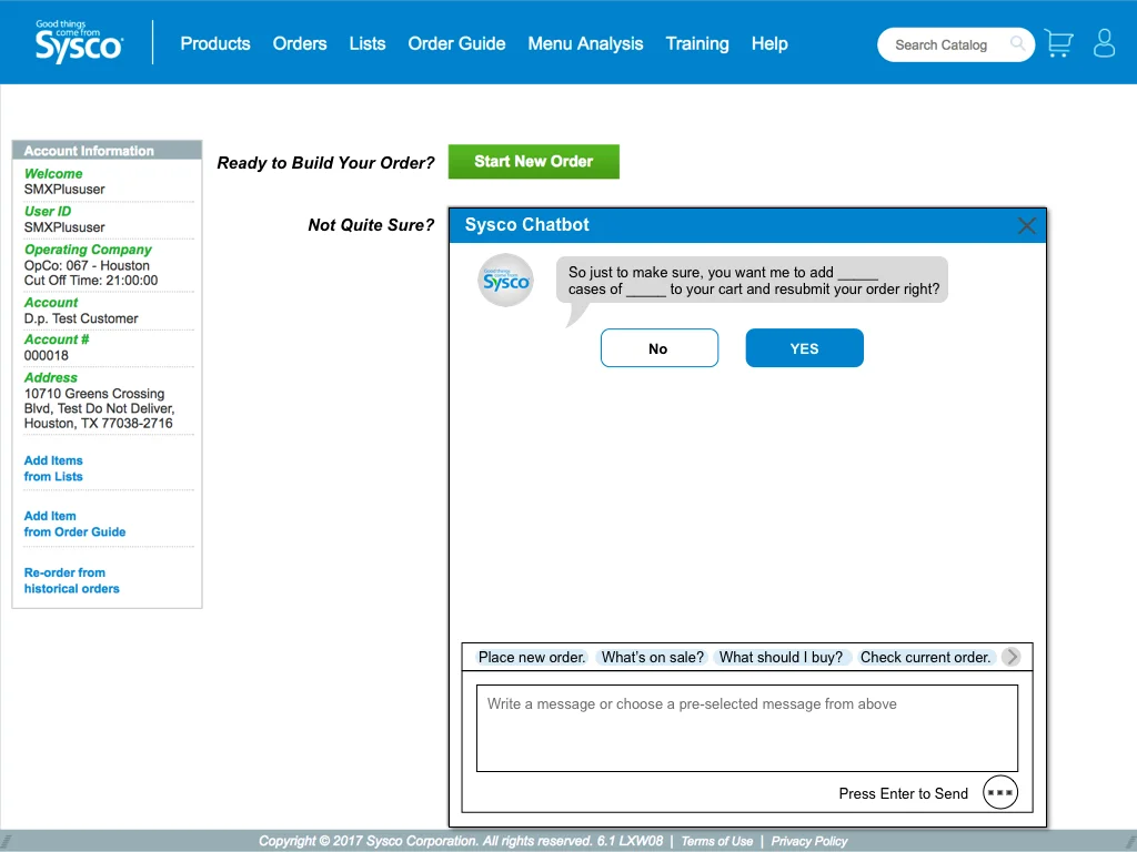 Sysco Chatbot — Rachelle Caparroso