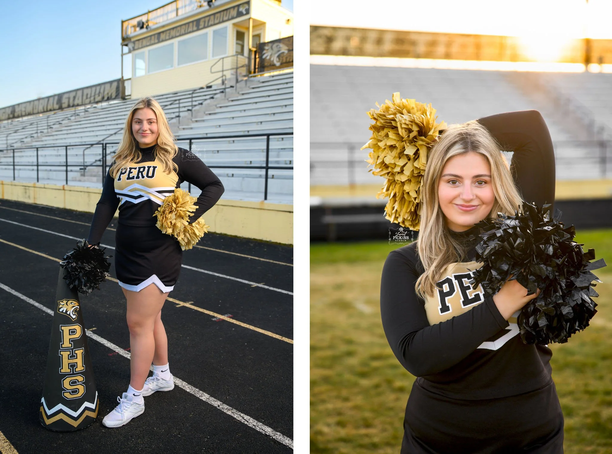 Peru Indiana Cheerleading Senior Photography at Football Stadium ...