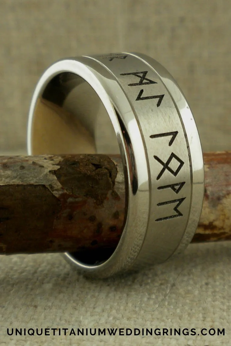 Custom Rune Wedding Ring in Titanium — Unique Titanium Wedding Rings