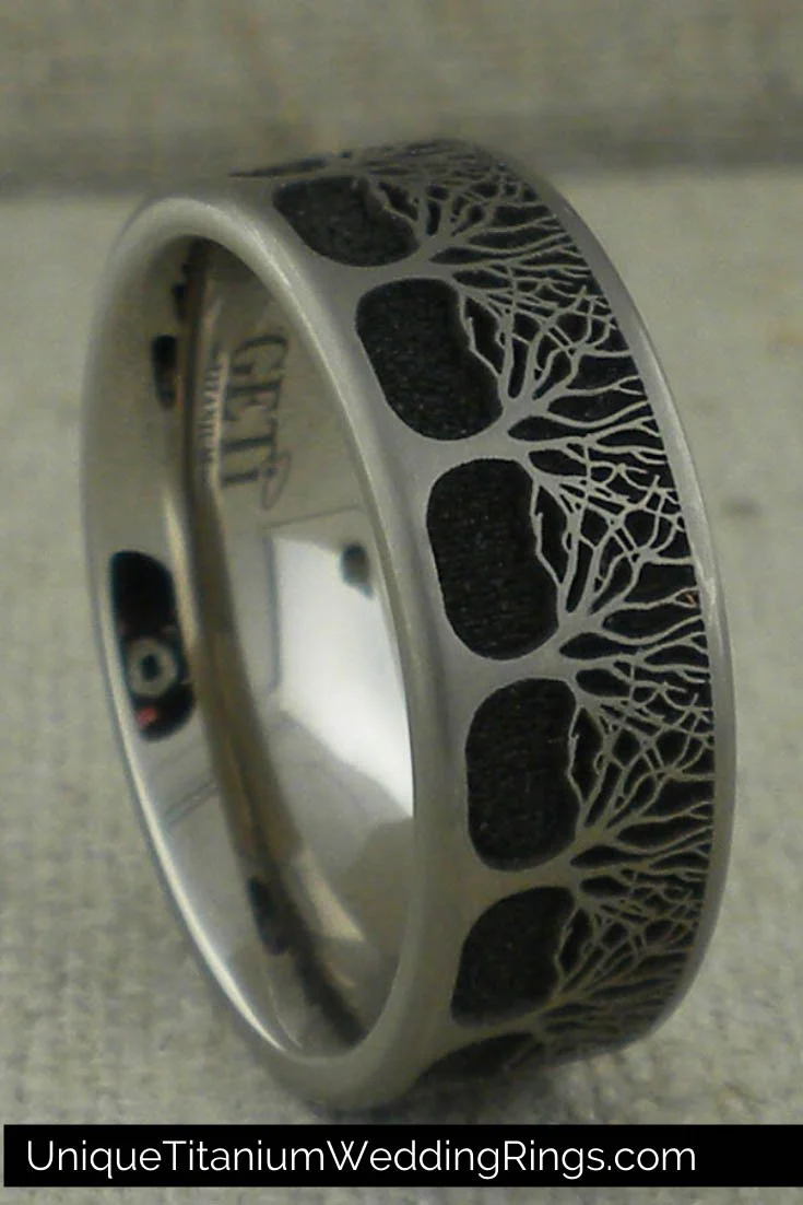 Tree of Life Wedding Ring in Titanium — Unique Titanium Wedding Rings