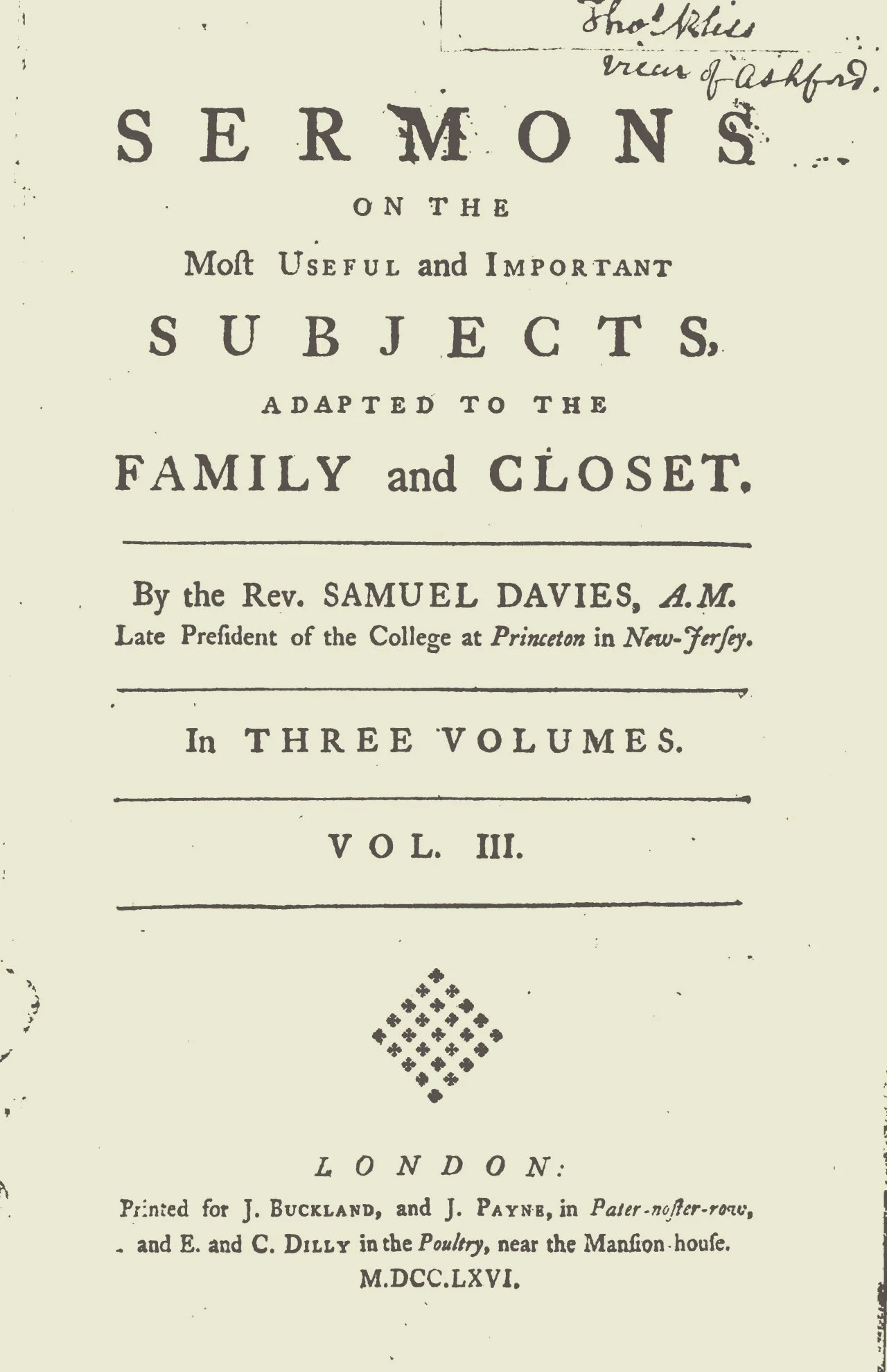 Samuel Davies (1723-1761) — Log College Press