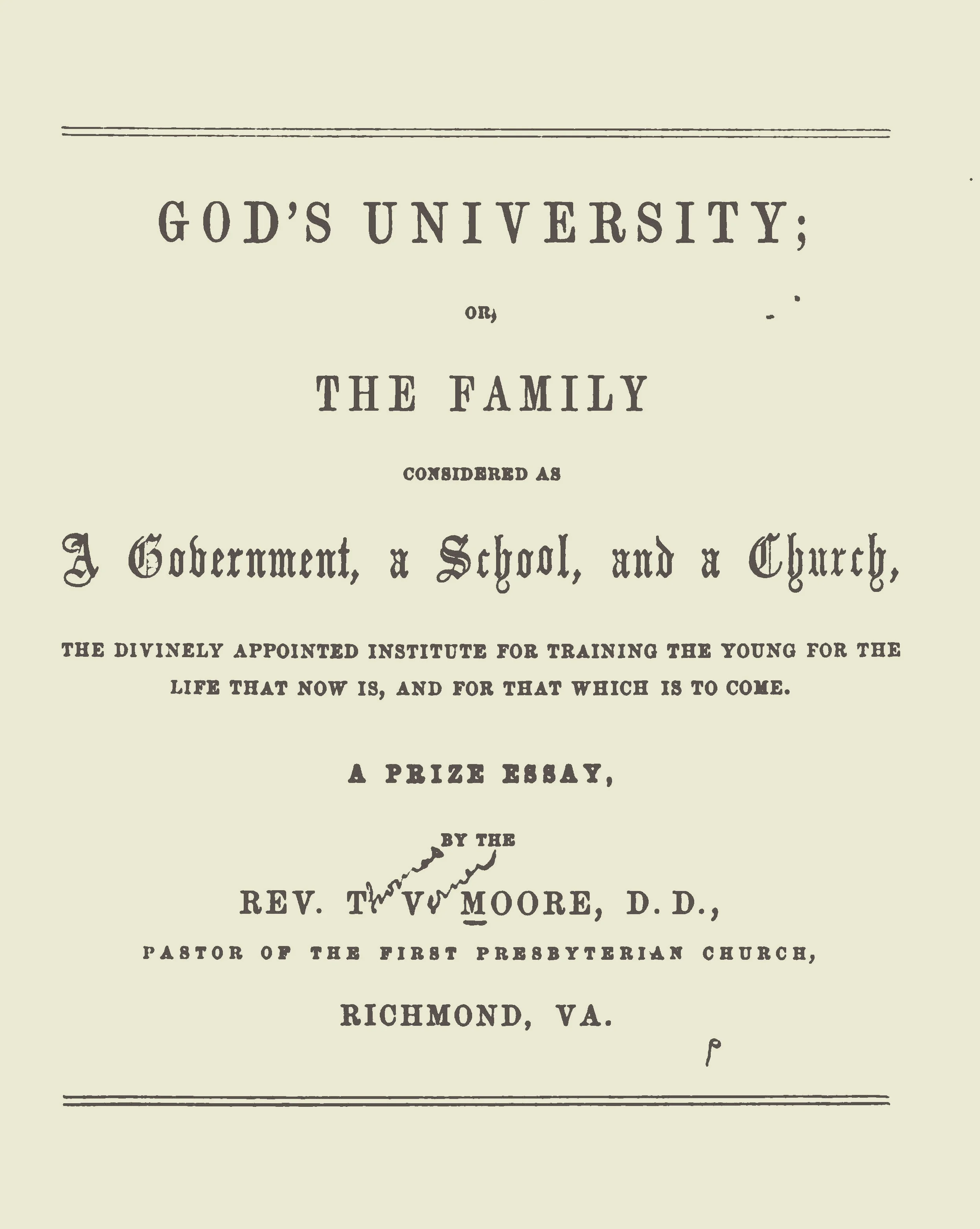 Thomas Verner Moore (1818-1871) — Log College Press