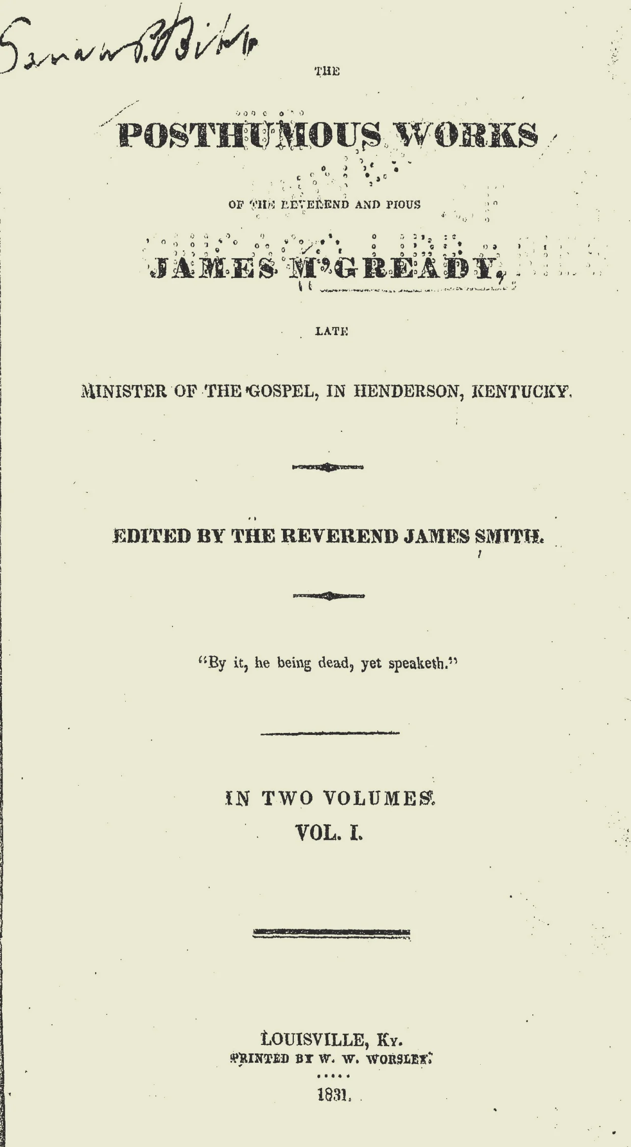 James McGready (1763-1817) — Log College Press