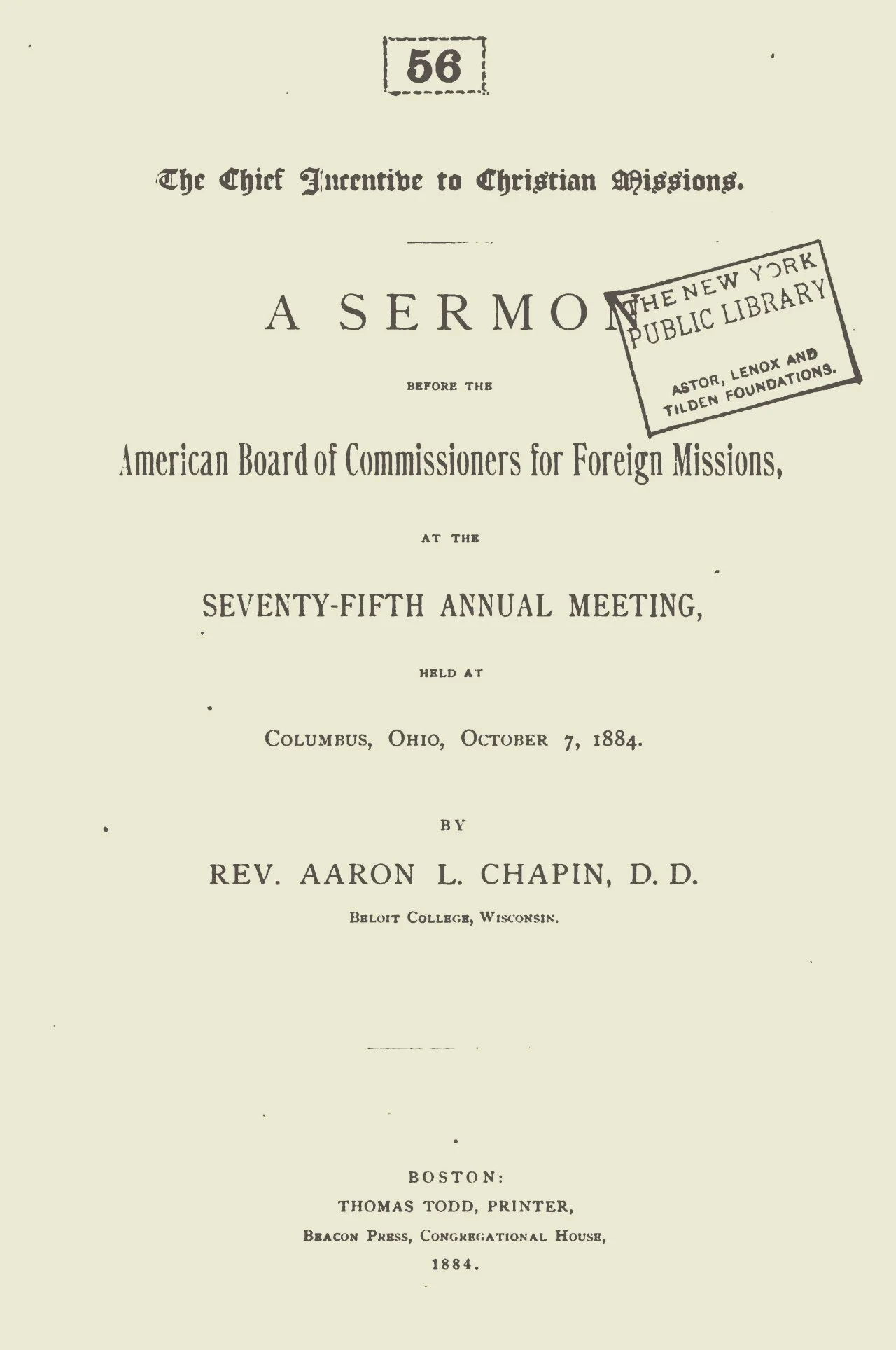 Aaron Lucius Chapin (1817-1892) — Log College Press