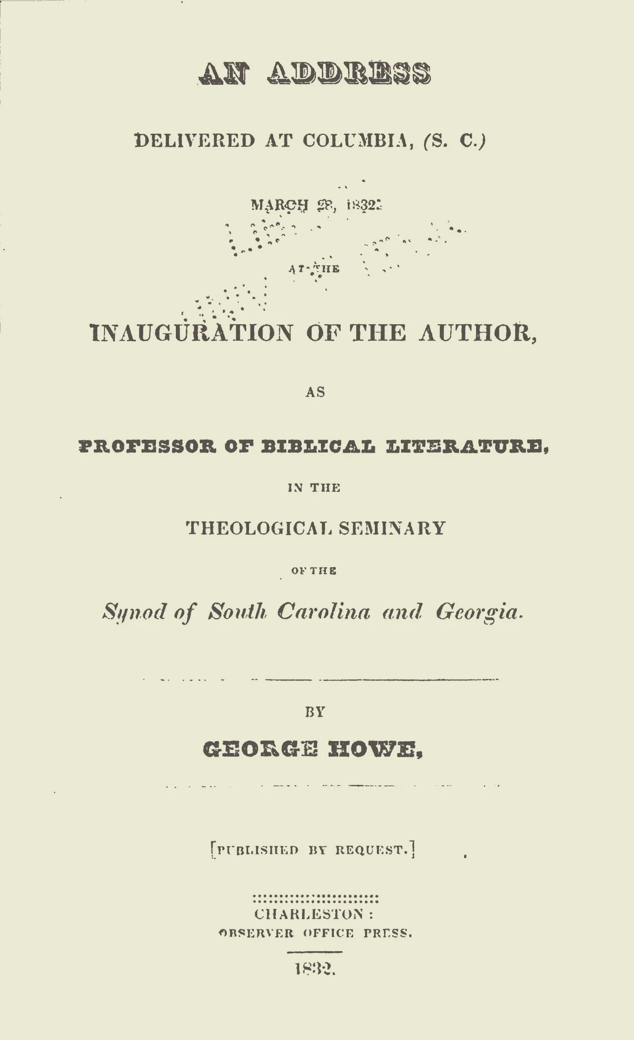 George Howe (1802-1883) — Log College Press
