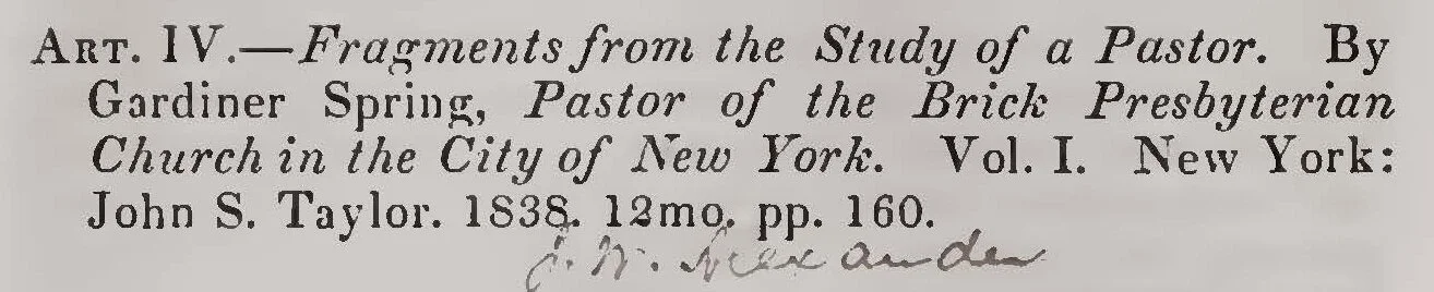 James Waddel Alexander, Sr. (1804-1859) — Log College Press