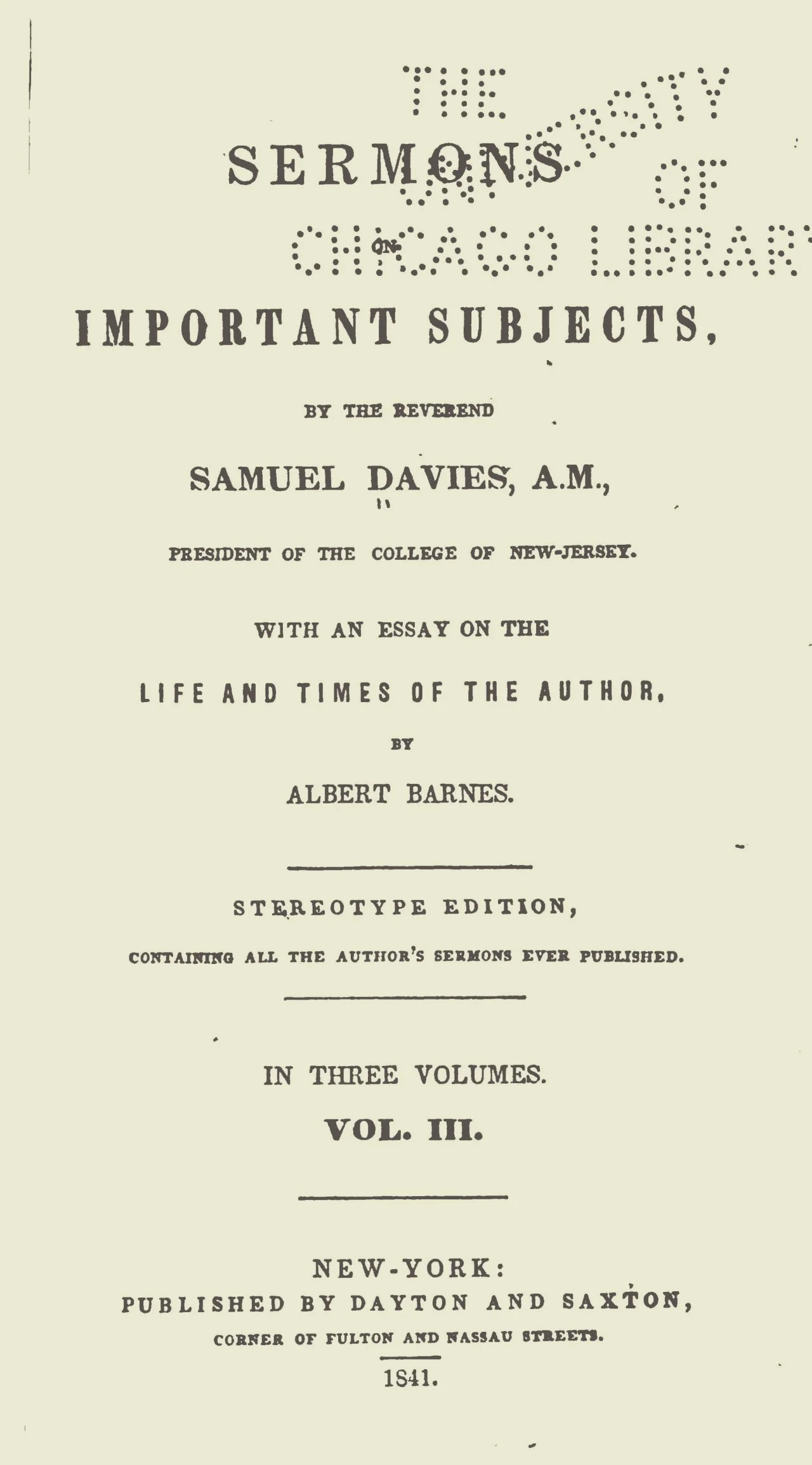 Samuel Davies (1723-1761) — Log College Press