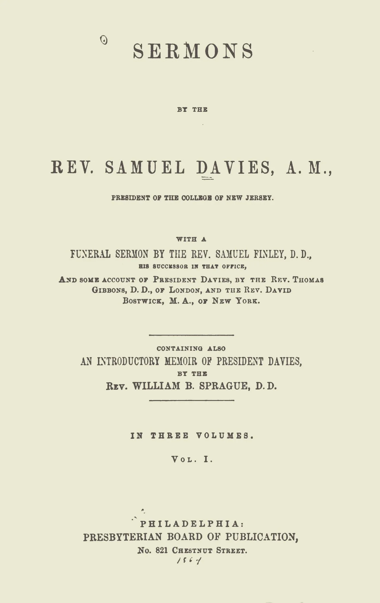 Samuel Davies (1723-1761) — Log College Press