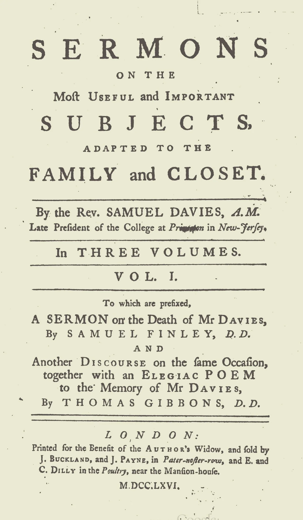 Samuel Davies (1723-1761) — Log College Press