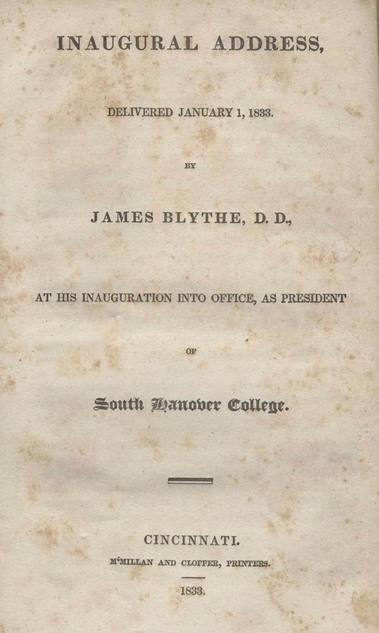 James Ebenezer Blythe (1765-1842) — Log College Press