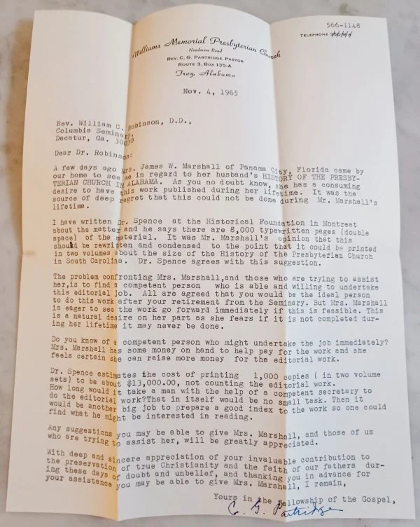 Historian of the Alabama Presbyterian Church: James W. Marshall — Log ...