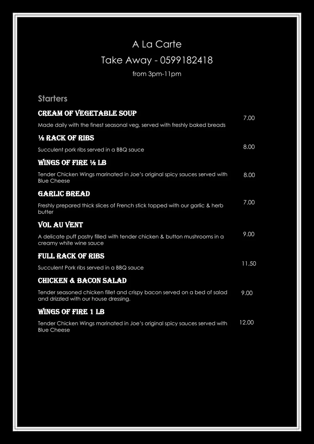 Our Latest Menus — The Clink