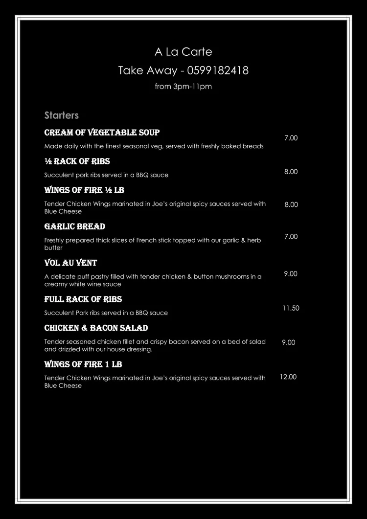 Our Latest Menus — The Clink