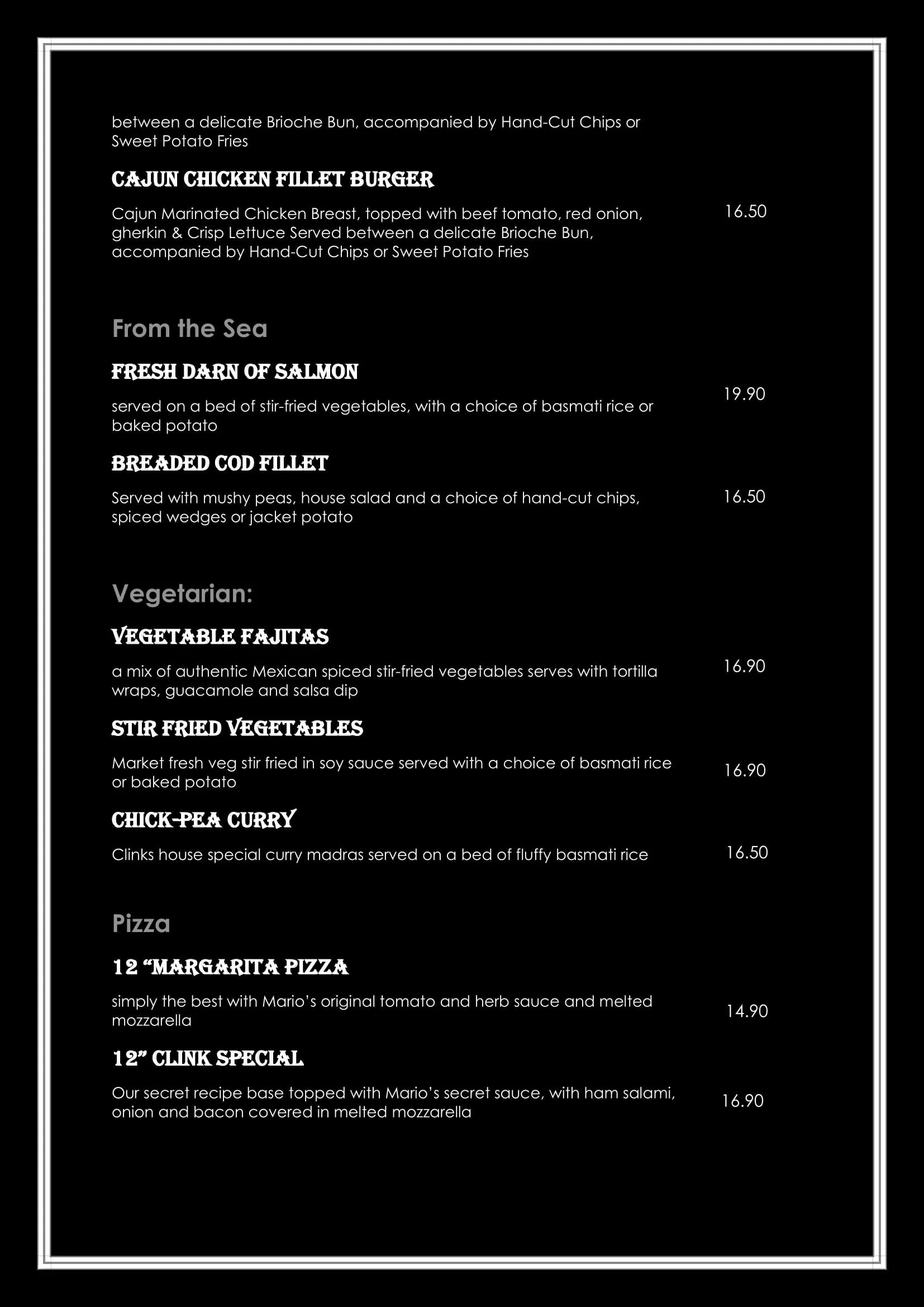 Our Latest Menus — The Clink
